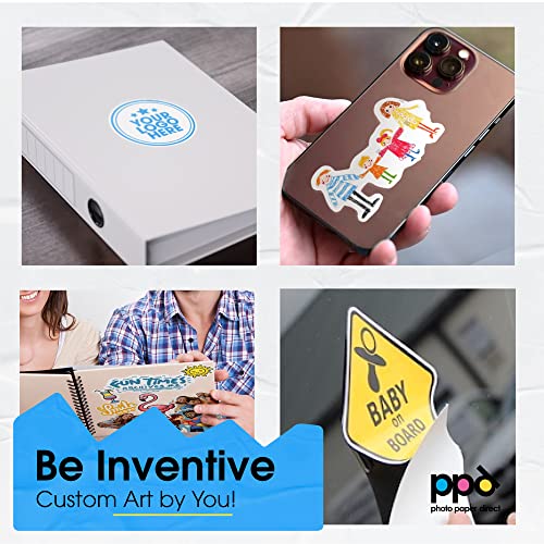 PPD 20 Sheets Inkjet Creative Media Waterproof Glossy Self Adhesive PVC Vinyl Sticker Paper 8.5x11 True Photographic Quality 4.1mil Thin Full Sheet Instant Dry Scratch and Tear Resistant (PPD-36-20)