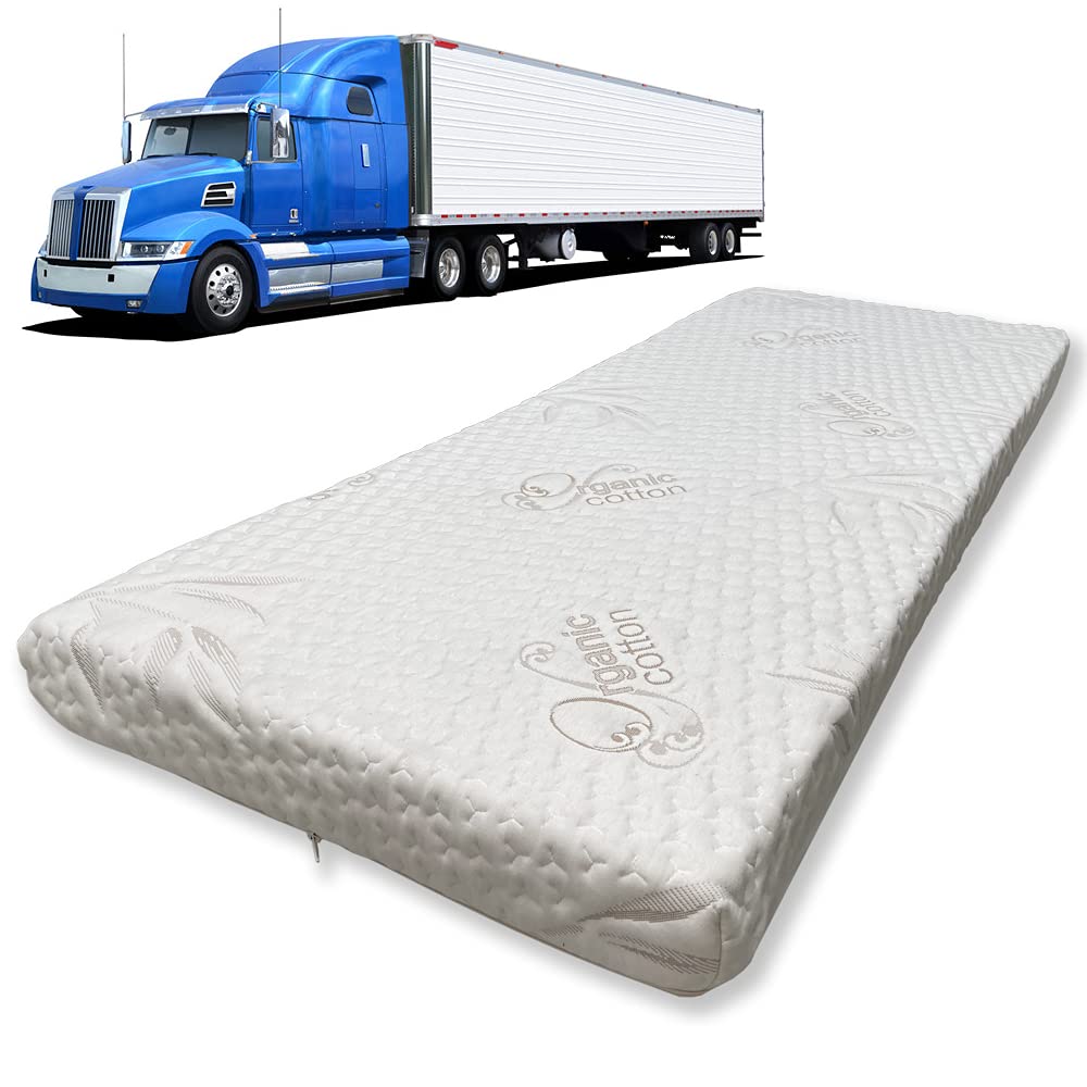 Foamma 5" x 36" x 76" Semi Truck Memory Foam Trucker Mattress, Washable Organic Cotton Cover, Heavy Duty and Durable, Comfortable, Made in USA