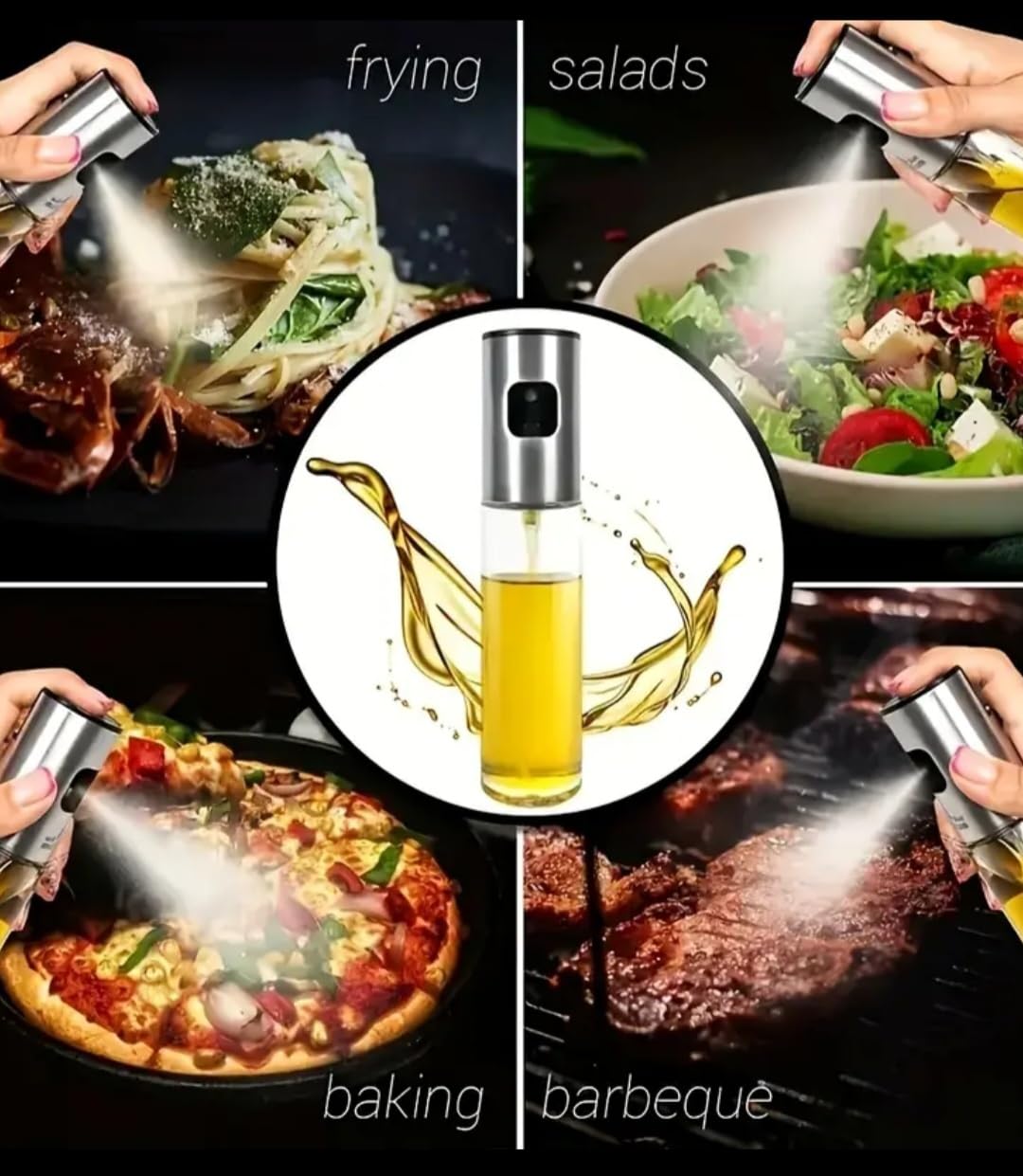 BURaaK Oil Sprayer for Cooking, 2 Pack Upgraded Olive Oil Spray Bottle Mister Refillable with Scale Air Fryer Accessories for Kitchen, Salad, Baking, BBQ, Frying., Transparent, BRKOS-1