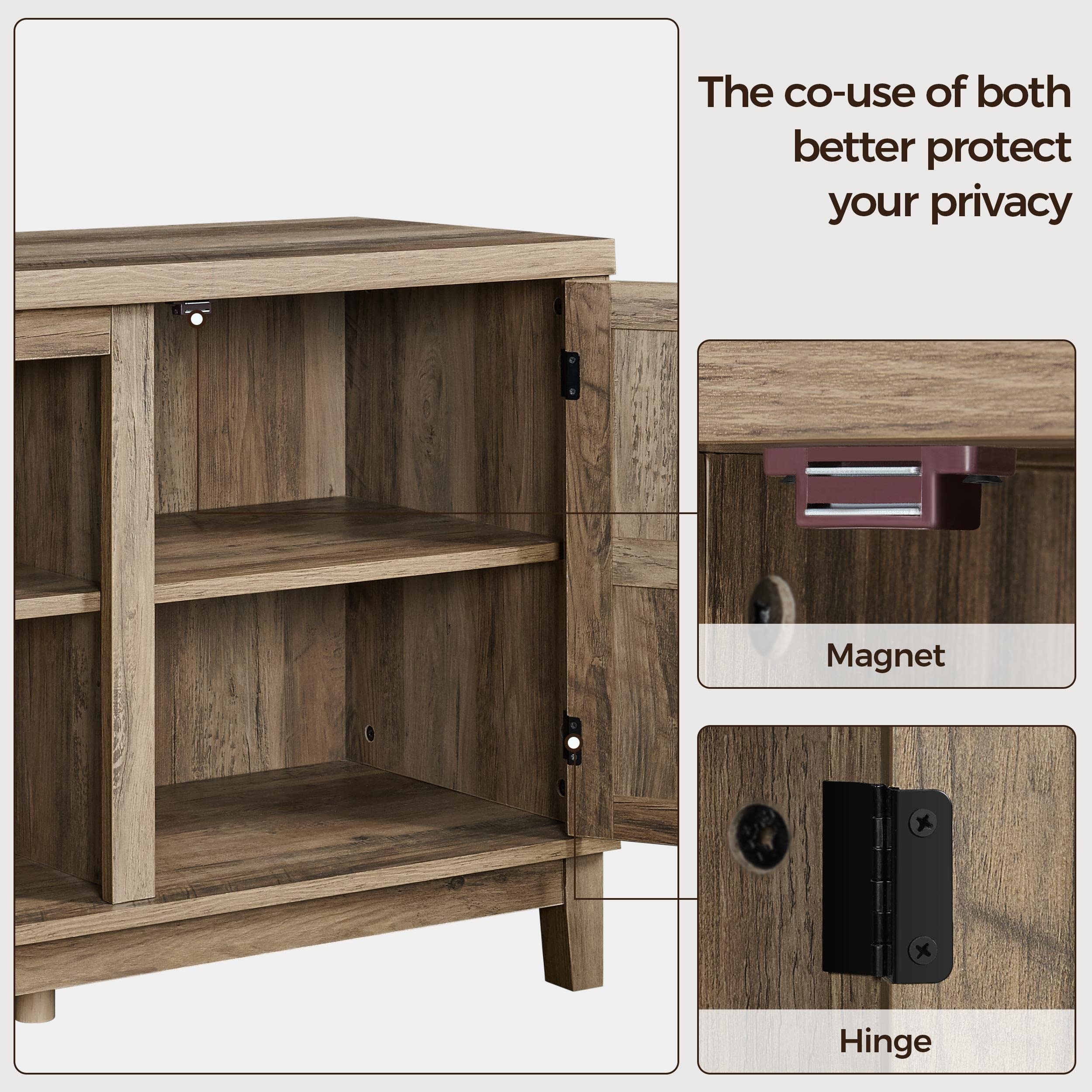 Yaheetech TV Stand Entertainment Center for 55 65 Inch TV, Farmhouse Storage TV Console Cabinet with Barn Doors for Living Room, Rustic Oak