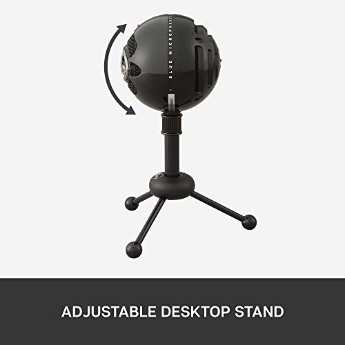 Blue Snowball USB Microphone for PC, Mac, Gaming, Recording, Streaming, Podcasting, Condenser Mic with Cardioid and Omnidirectional Pickup Patterns, Stylish Retro Design – Black