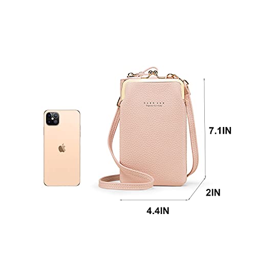 SUSIE ISLAND PU Leather Clasp Closure RFID Blocking Small Crossbody Cell Phone Bag Wallet with Credit Card Slots for Women (Blue)