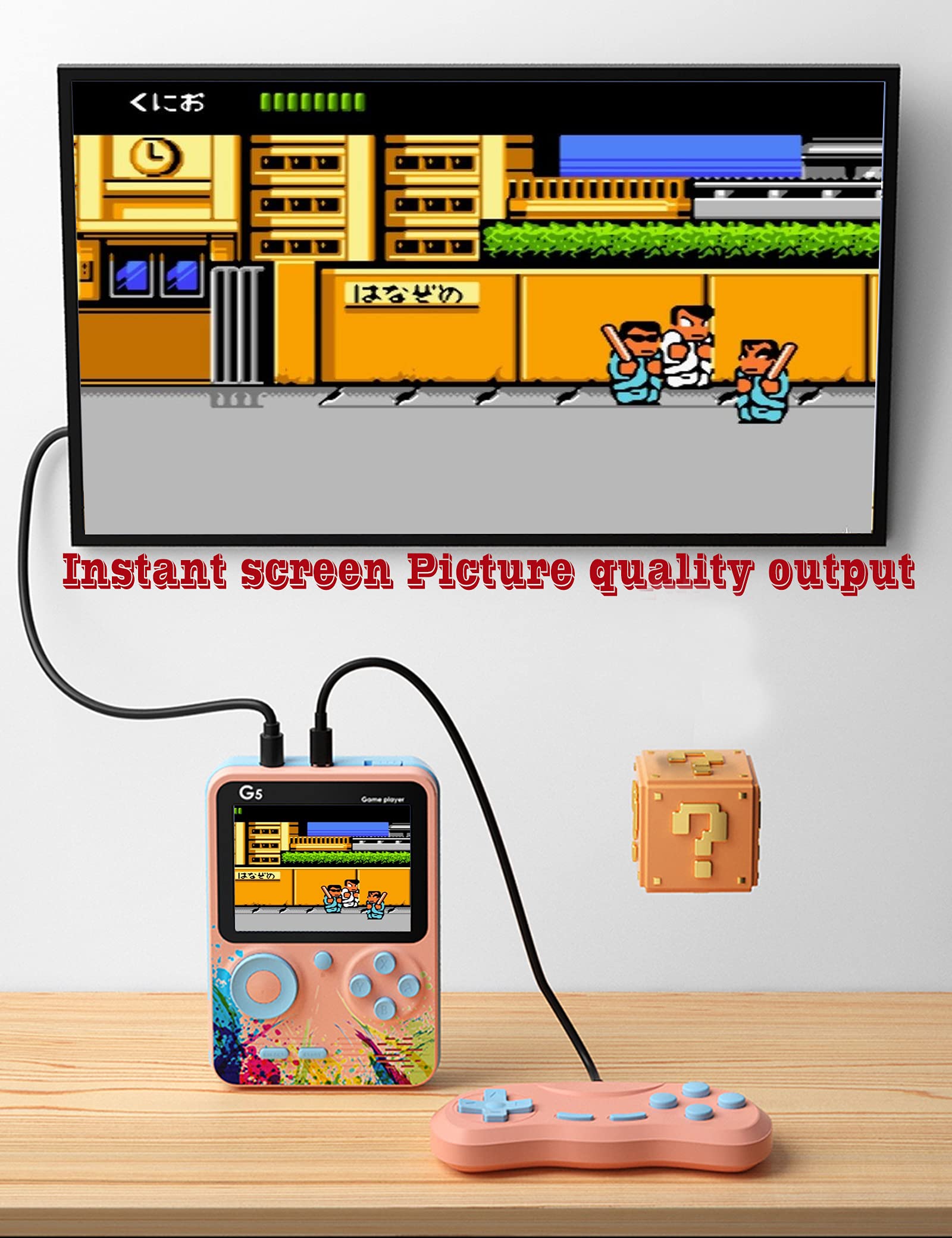Retro Handheld Game Console AKKWEOP with 500 Classical FC Games-3.0 Inches Screen Portable Video Game Consoles Video Games Support for Connecting TV & Two Players for Kids Adults (Gray)