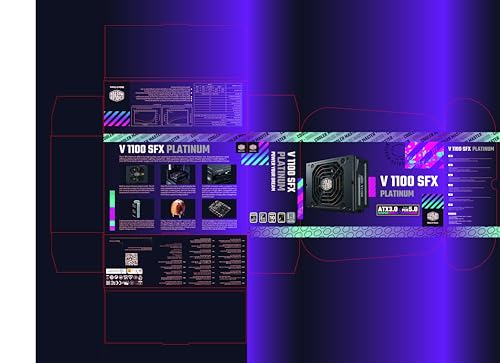Cooler Master V 1100 SFX Platinum, UK Plug - 80 Plus Platinum, Fully Modular Power Supply Unit, Fits Mini-ITX to ATX Cases, Full ATX 3.0 Support, Quiet 92mm FDB Fan, 10-Year Warranty - 1100W