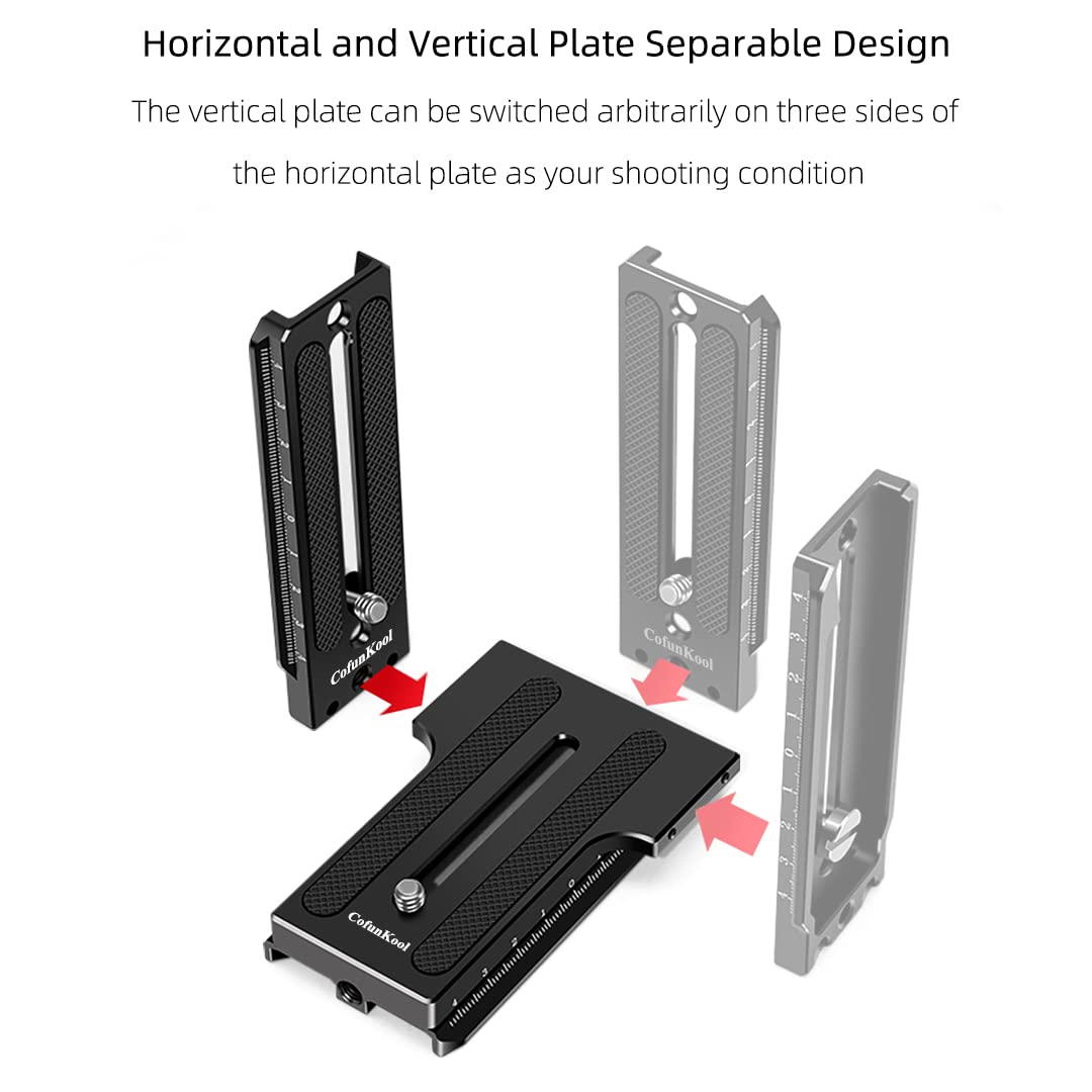CofunKool Detachable DSLR L Bracket Horizontal Vertical Camera Mount Quick Release Plate for DJI RS 2, DJI RSC 2, WEEBILL-S