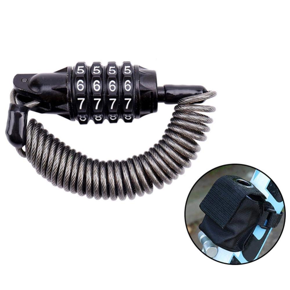 Bicycle Lock Mini Portable Spring Anti-Theft Bicycle Code Lock Combination Password Bike Lock Spring Disc Cable Wire Security Lock Bike Lock