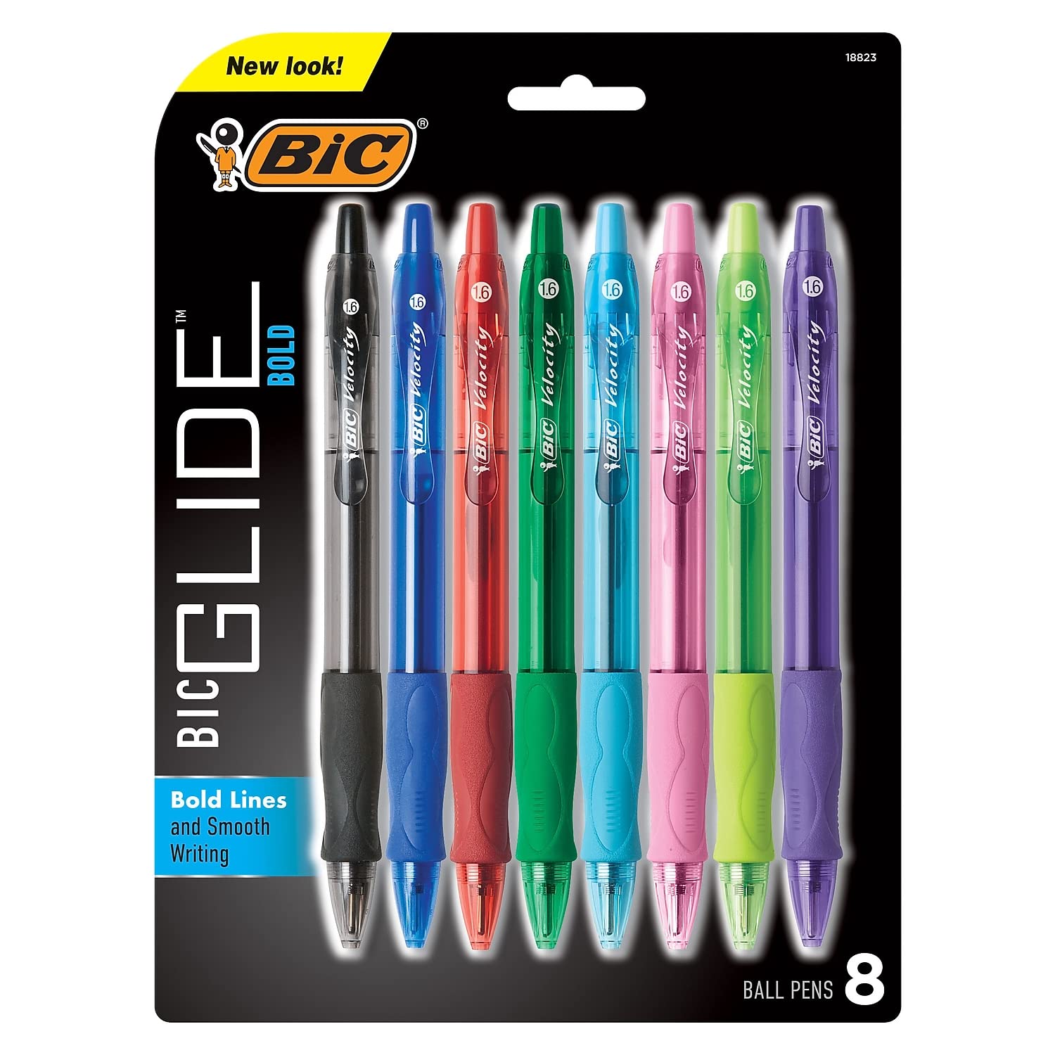 BIC Velocity Bold Fashion Retractable Ball Pen, Bold Point (1.6 mm), Assorted, 8-Count