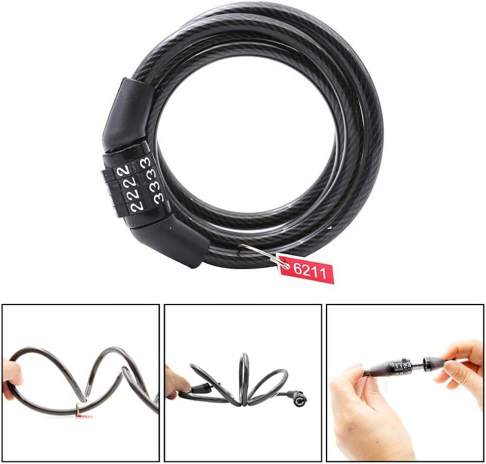 Bicycle Locks Heavy Duty Anti Theft Bike Lock Bike Lock 4 Digit Code Combination Bicycle Security Lock Bike Cable Basic Coiling Resettable Combination Cable Bike Lock, for Bicycle Outdoors