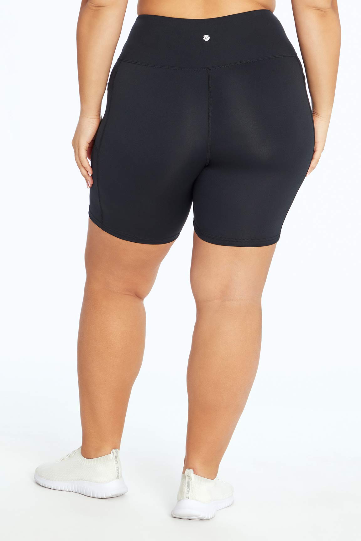 Bally Total Fitness Plus Size Tummy Control Pocket Bike Short, Black, 1X