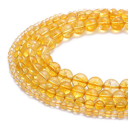 BEADIA Natural Yellow Quartz Crystal Stone Round Loose Semi Gemstone Beads for Jewelry Making 6MM 61PCS