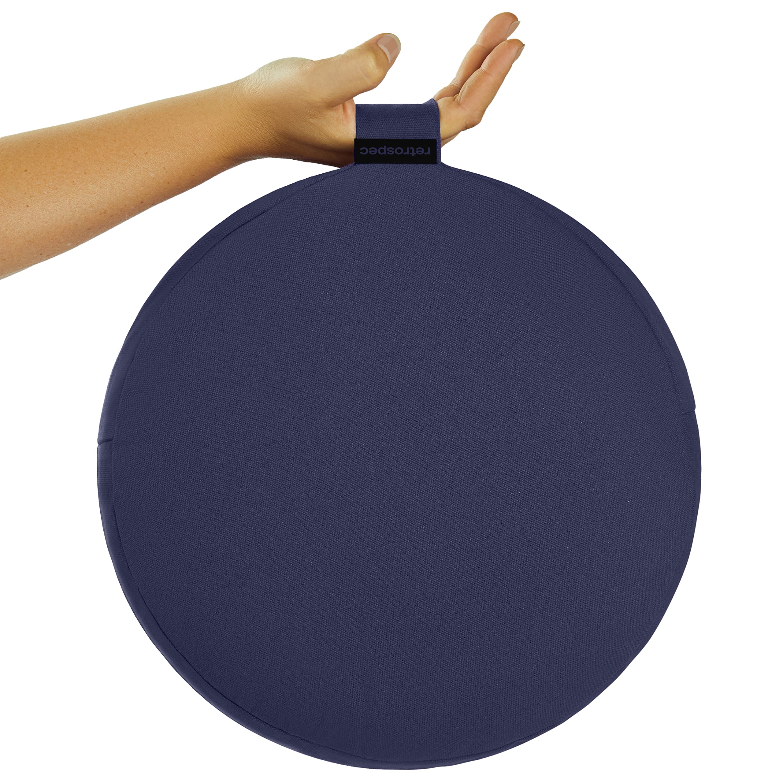 Retrospec Sedona Zafu Meditation Cushion Filled w/Buckwheat Hulls - Yoga Pillow for Meditation Practices - Machine Washable 100% Cotton Cover & Durable Carry Handle; Round, Midnight