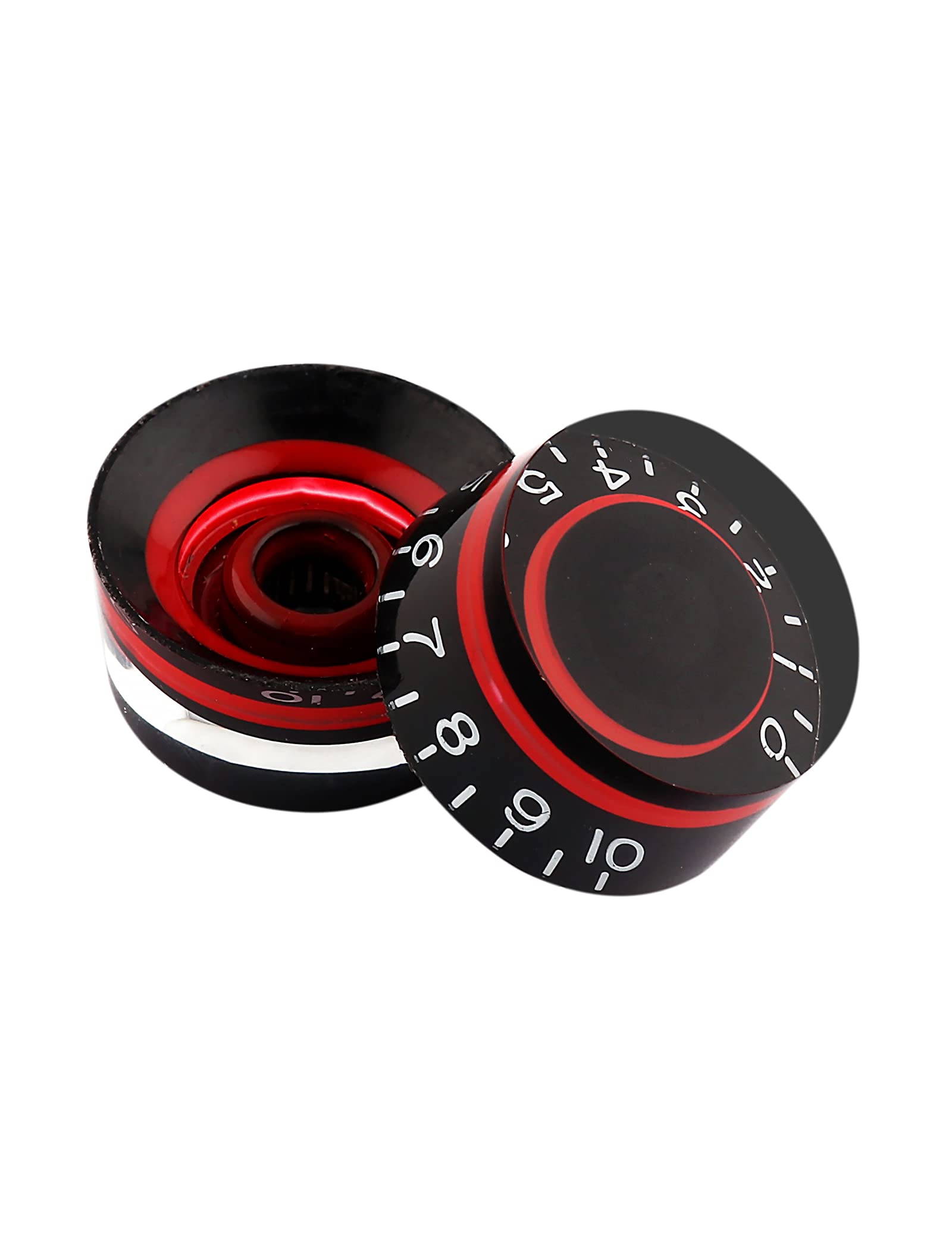 Bogart Guitar Knobs 6mm Shaft Volume Tone Control Knobs Top Hat Knobs for Les Paul LP SG Style Electric Guitar Set of 4pcs.,Black & Red