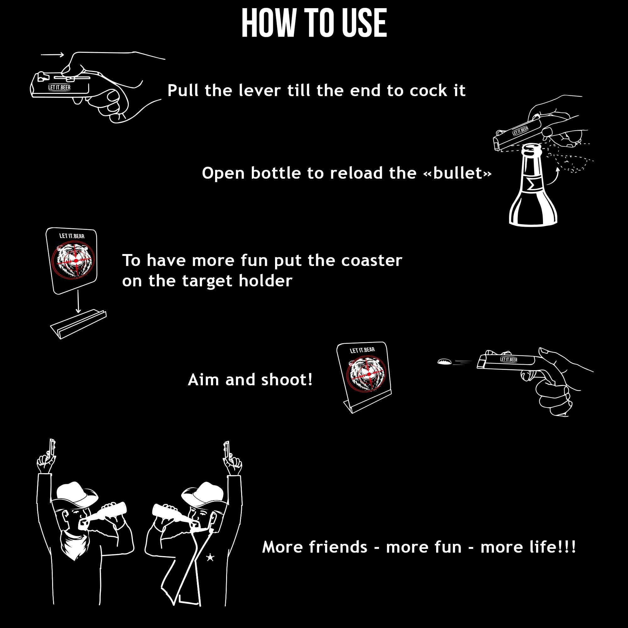 Cap Guns Bottle Opener - Shooter Opens The Cap & Fires It Over 16 Feet - Birthday Gift Idea - Gun Gifts For Funny Bottle Opener (Opener)