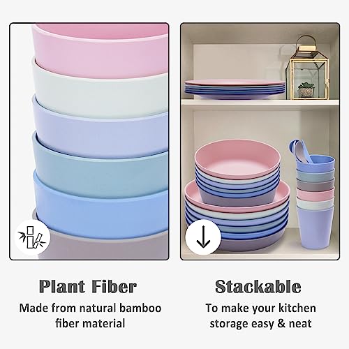 HM-tech 6pcs Bamboo Kids Cups for Baby feeding, Toddler cups for Drinking,Tableware for Baby Toddler Kids Bamboo Kids Dinnerware sets
