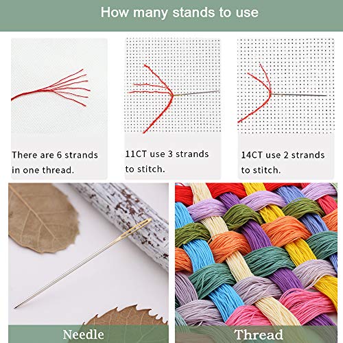 Joy Sunday Cross Stitch Stamped Kits Full Range of Embroidery Starter Kits Beginners 11CT 3 Strands-Abstract Fox 7.5×8(inch)
