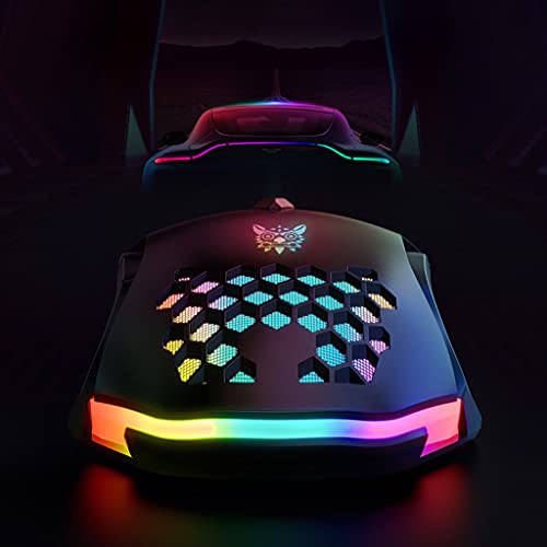Lazy Pad,uvvy Wired Computer Mice Ergonomic Design Adjustable 6400dpi for Pc Office and Home Rgb Backlit 7 Keys Corded Computer Mouse