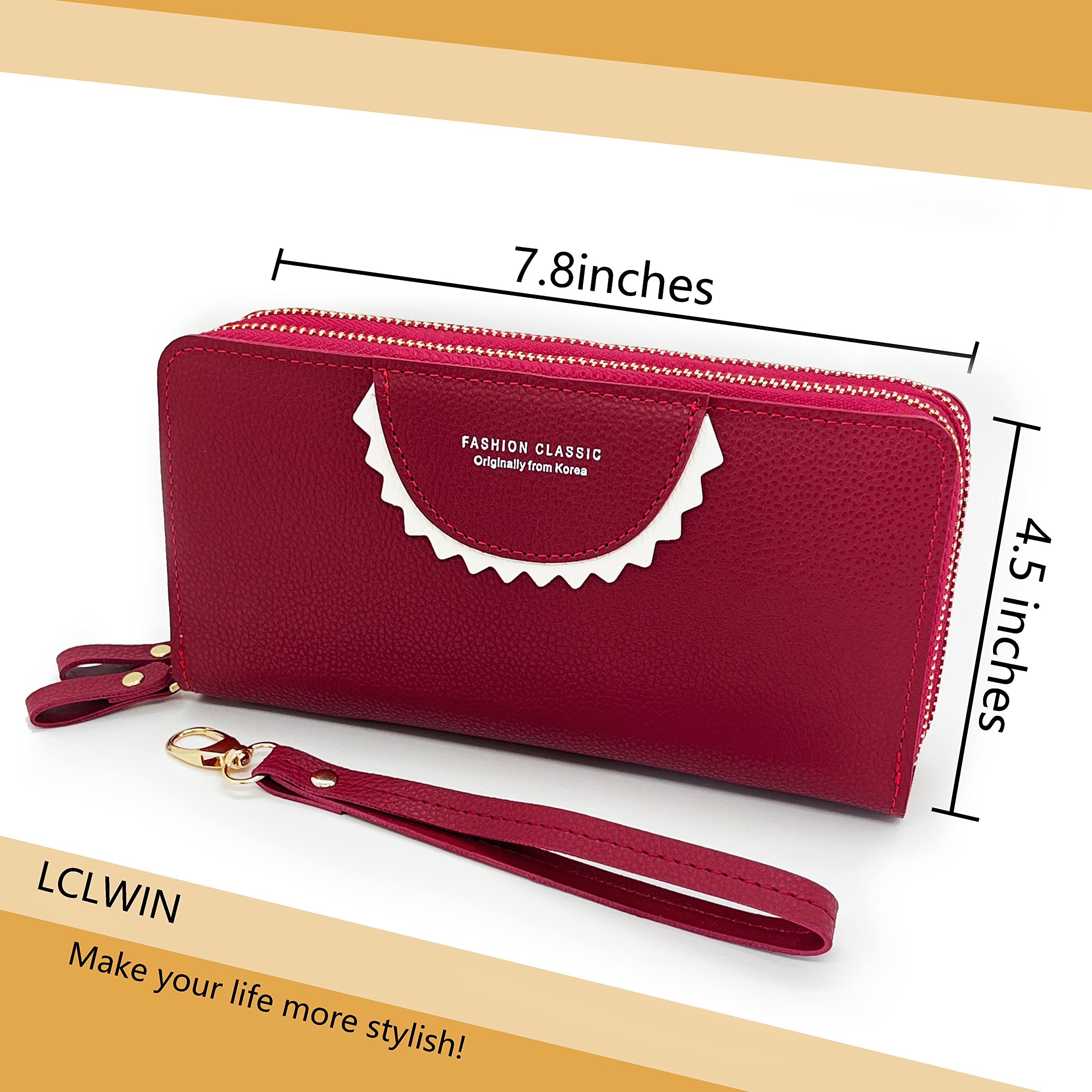 LCLWIN Lifecool RFID Wallets for Women PU Leather Blocking Zip Phone Case