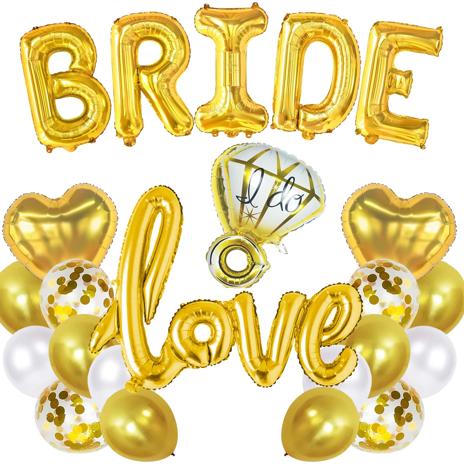 BRT Bearingshui Gold Bridal Shower Decorations Supplies, Bachelorette Party Balloons Decorations Favors, Bride Balloons Decorations for Engagement Party Decorations