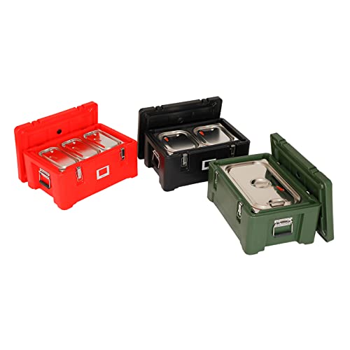 FORCOOK Hot Boxes for Catering Insulated Food Pan Carrier Food Warmer Box Keep Food Hot Or Cold with Two Second-Size 18/8 Stainless Steel Leak-Proof Hotel Pans Red