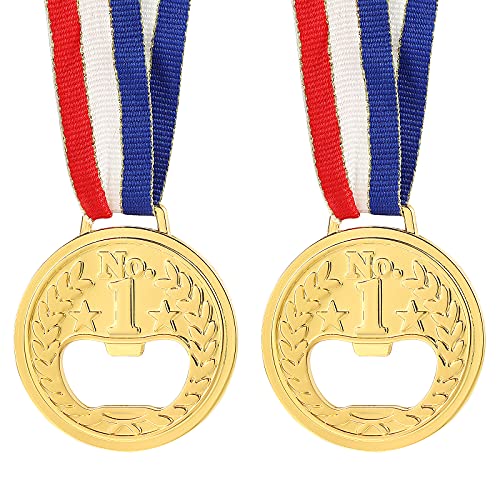 Cabilock 2PCS Olympic NO. 1 Bottle Opener Gold Medal Beer Opener Creative Jar Opener Beer Lid Remover Wine Beer Accessories