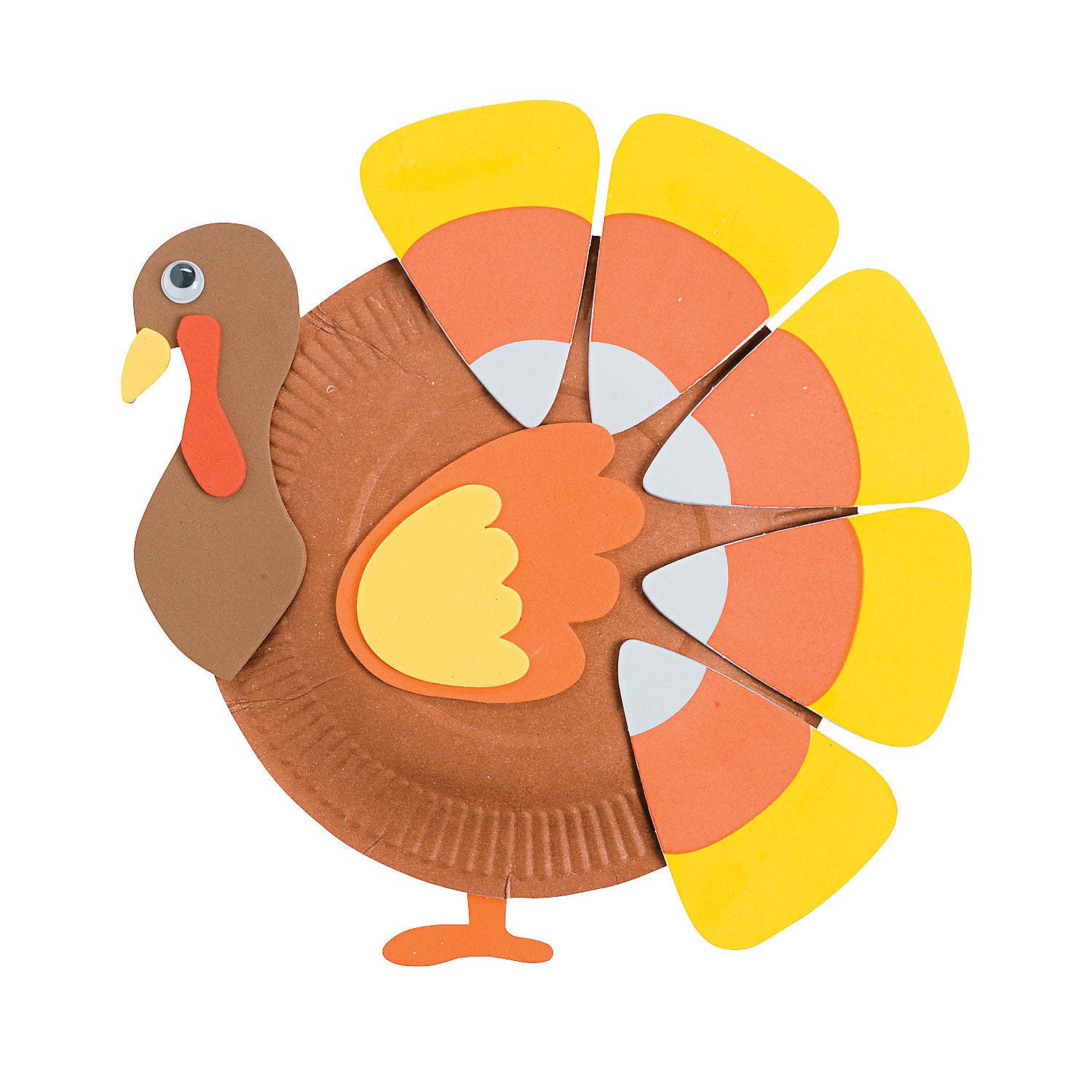 Fun Express Candy Corn Paper Plate Turkey Craft Kit - Makes 12 - Thanksgiving Crafts for Kids