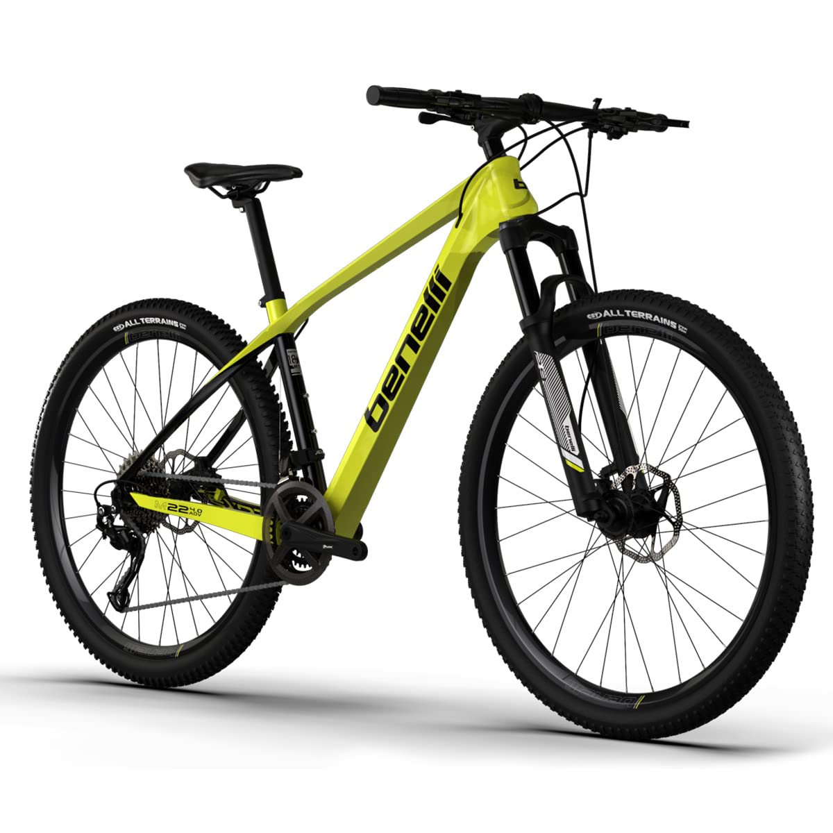 Benelli Bike 29'' Carbon Mountain 18 Speed, Brake Disc, Light-Weight Hardtail Frame (Large, Yellow Black) M22 4.0 ADV 29 CARB