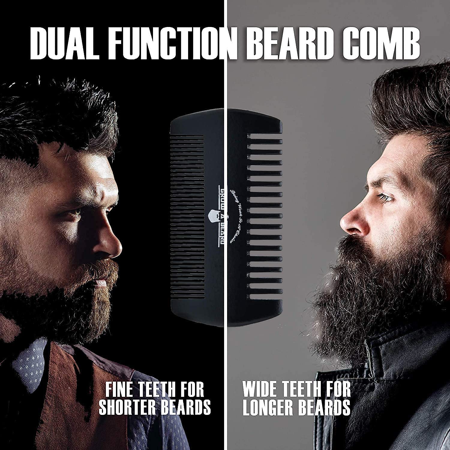 Beard Brush for Men & Beard Comb Set w/Mustache Scissors Grooming Kit, Natural Boar Bristle Brush, Dual Action Wood Comb, and Travel Bag Great for Christmas Gift