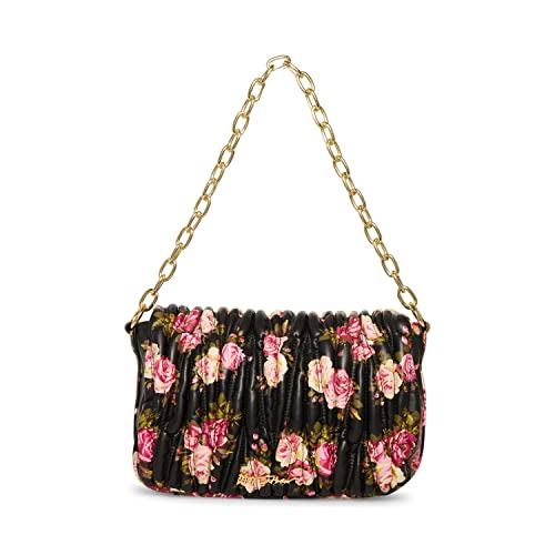 Betsey Johnson Womens Betsey Johnson Pucker Up Crossbody, Black Floral, One Size US