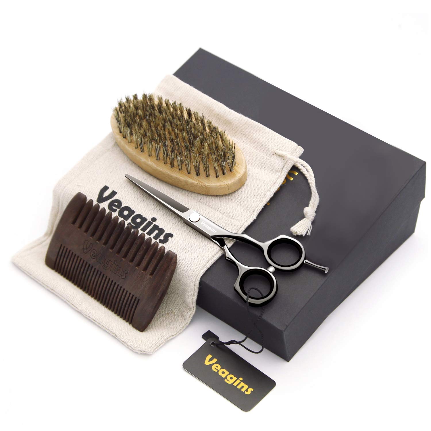 Beard Care Gift Kit for Men Dad Husband, VEAGINS Beard Grooming Kit, Professional Beard Trimming Set with Beard Comb Brush Scissors