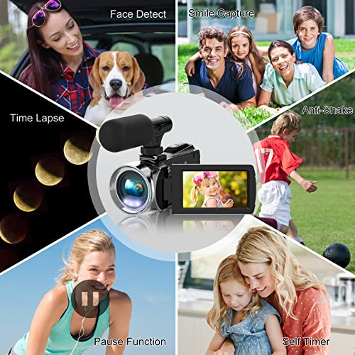 Hojocojo Video Camera Camcorder 4K 36.0 MP Vlogging Camera Recorder for YouTube 3.0 Inch IPS Screen 18X Digital Zoom Camcorders Camera with Batteries & Tripod