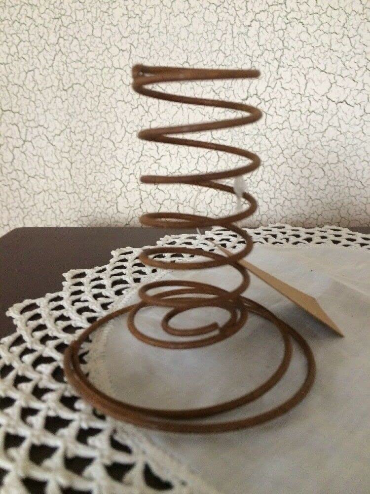 Two Rust Wire Spiral Taper Candle Holders Primitive Design Reproduction Springs Home and Garden