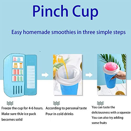 Slushy Cup Slushie Maker Cup, Frozen Magic Smoothies Cup, Double Layers Silica Cup,Magic Quick Frozen Smoothies Cup,DIY Homemade Slushies,Magic Slushy Maker Squeeze Cup Portable for Milkshake… (Pink)