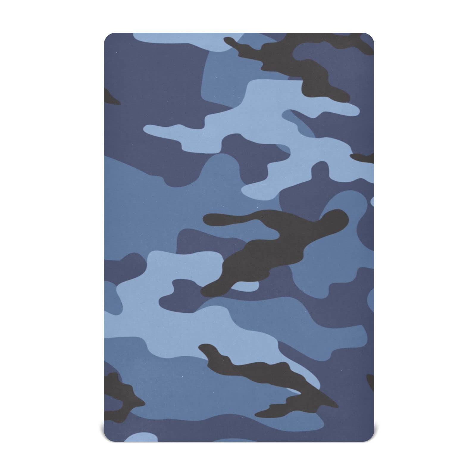 Crib Sheets, Soft Breathable Microfiber Baby Sheet for Standard Size Crib Mattress 28in x 52in, Blue-Black Camouflage Nursery Sheet(239na0a)