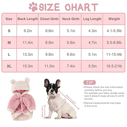 Dog Hoodie Sweaters with hat Puppy Coats with Hooded Winter Lamb Wool Warm Clothes Coat for Small Medium Dogs Clothes Apparel Pink XL