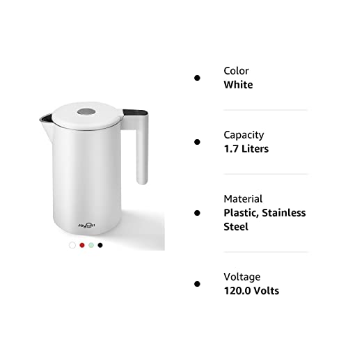 JOYHILL Electric Kettle Temperature Control,6 Variable Temperature Tea Kettle, Stainless Steel Interior 12 Hours Keep Warm,1500W Hot Water Boiler with STRIX Thermostat and Boil-Dry Protection,White