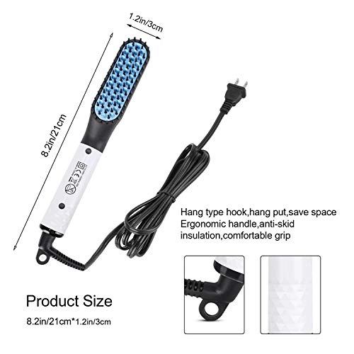 Beard Straightener for Men,Electric Anti-Scald Heated Beard Brush Straightener,Straightening Comb for Men,Dad Gifts(White)