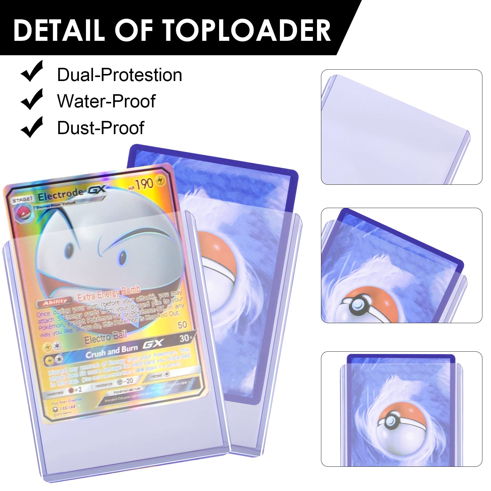 CampFENSE 3" x 4" Trading Card Top Loader, Clear Card Sleeves for TCG Cards (50 Count), Hard Plastic Top Loader Card Holders Fits YGO, MTG, Baseball Football Card