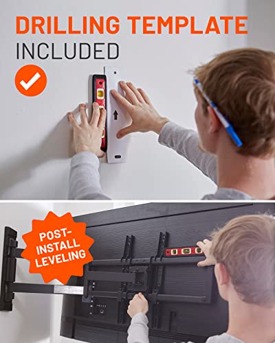 ECHOGEAR Corner TV Wall Mount for Big TVs - 24 Inches of Extension Plus Smooth Full Motion - Mount TVs Up to 65" in The Corner Or Up to 75" On A Flat Wall - Drilling Template & Cable Ties Included