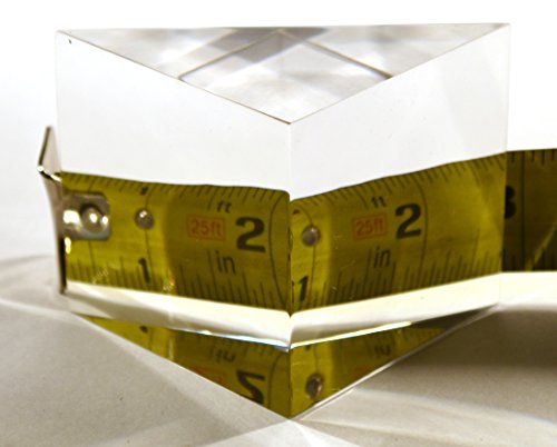 Right Angled Prism, 2.9" (74mm) Length, 2" (50mm) Hypotenuse - Triangular, 90x45x45 Degree Angles - Polished Acrylic - Excellent for Physics, Light Refraction & Wavelength Experiments - Eisco Labs