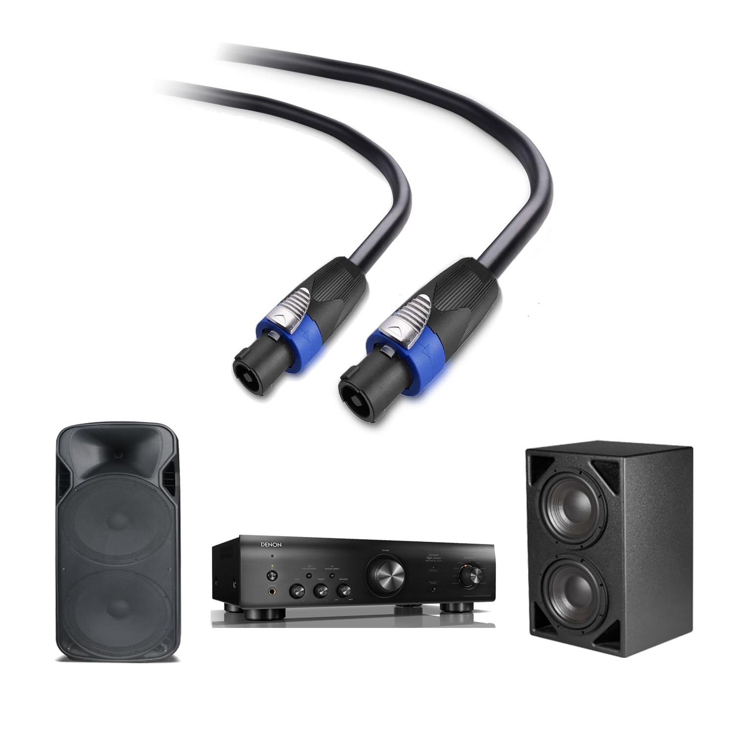 ROCMUZZK 2 Pack 30ft Pro Speakon to Speakon Cable, Pair 12AWG Patch Cords, Professional Speakon Audio Cable Cord with NL4FC Connector