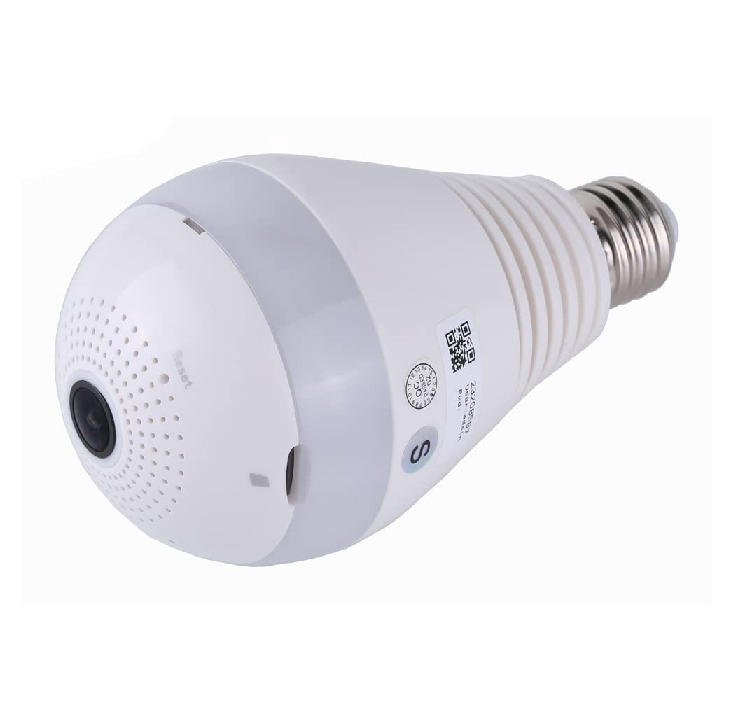 bluedery Light Bulb Camera, 360 Degree Panoramic IP Camera 1080P Fisheye Wireless Security Camera with IR Night Vision, Two-Way Audio, Motion Detection
