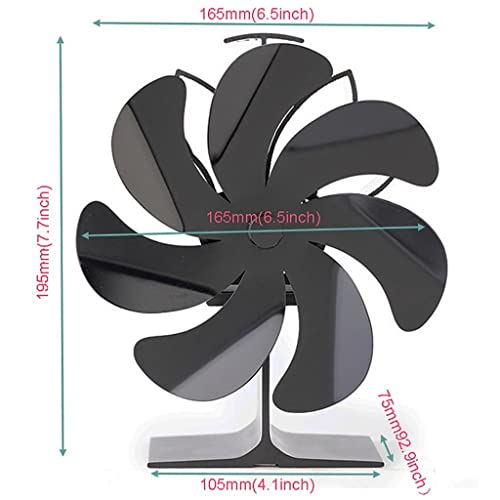 UXZDX CUJUX Heat Powered Stove Fan Black Home Fireplace Fan Quiet Log Wood Burner Efficient Heat (Color : Black, Size : 19x13x16CM)
