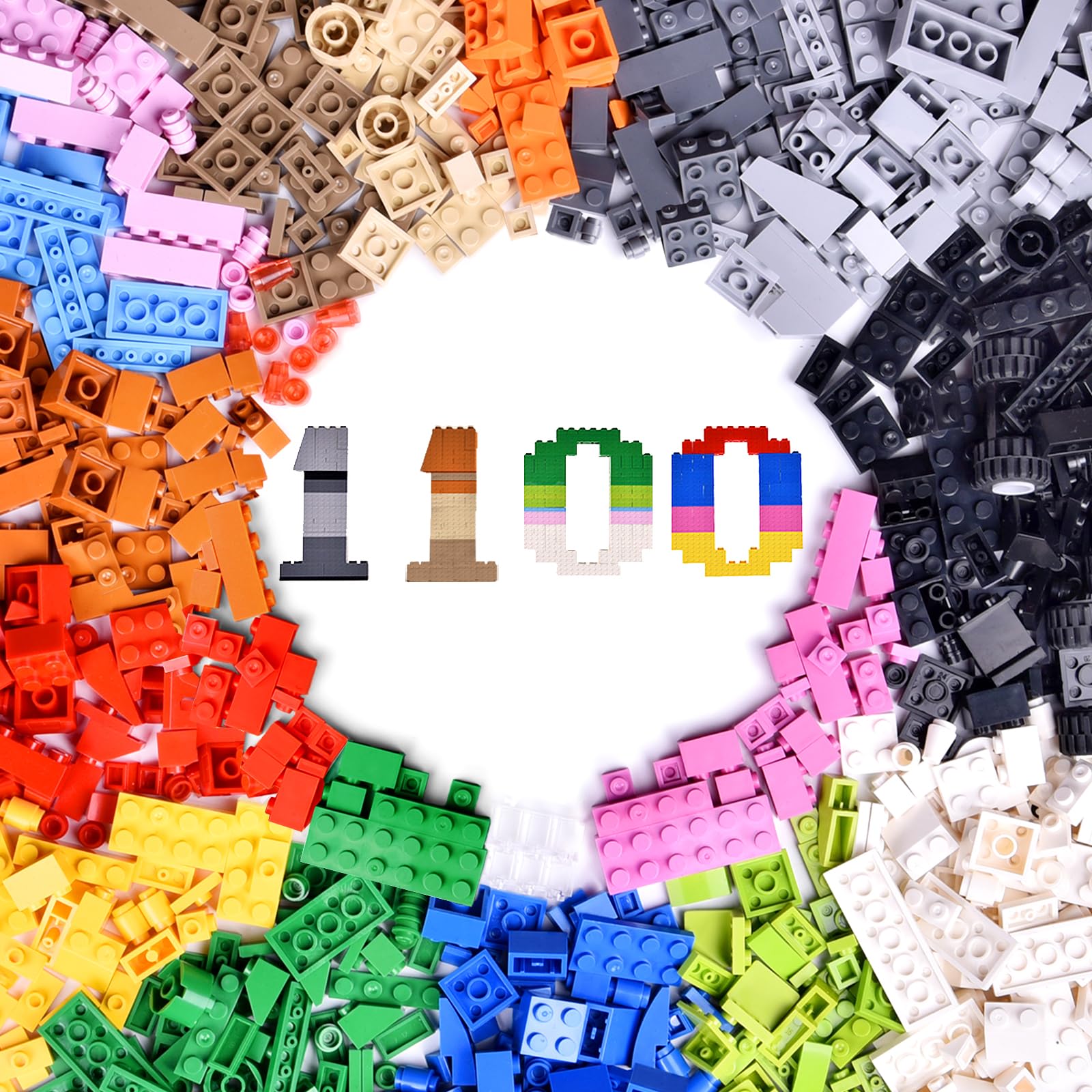 FUN LITTLE TOYS 1100 Piece Classic Bricks Building Toy Set Creative Play Set for Kids Boys and Girls 4-99