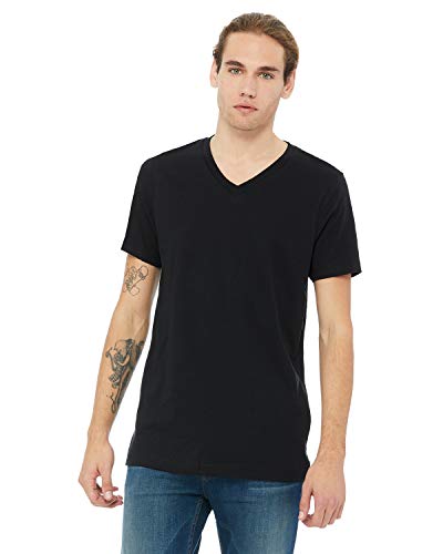 Bella mens Unisex Jersey Short-Sleeve V-Neck T-Shirt(3005)-VINTAGE BLACK-3XL
