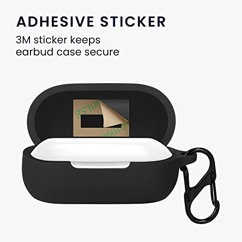 kwmobile Silicone Cover Compatible with OnePlus Buds Z2 - Case Cover Stick-On Skin with Clip - Black