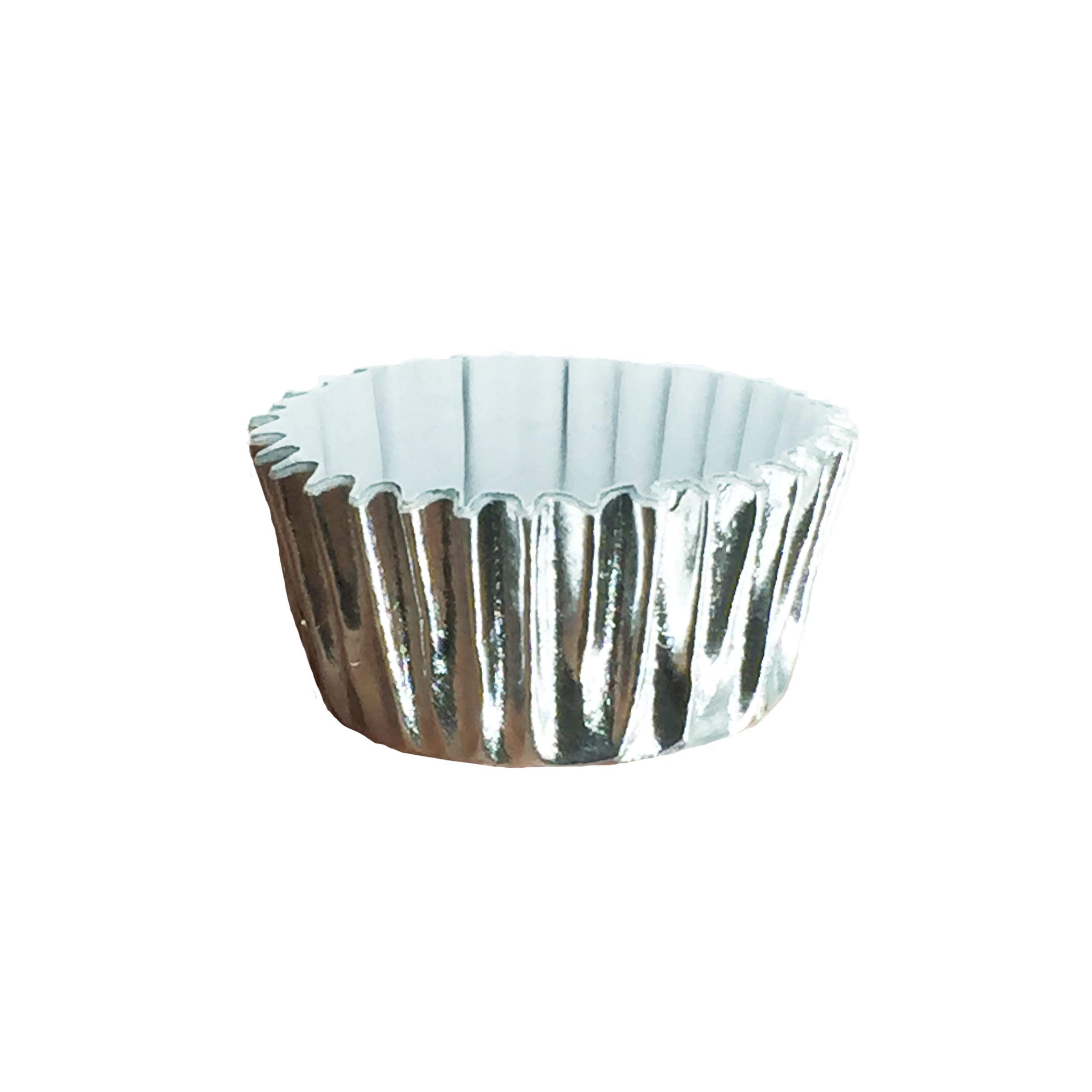 Candy Cups Dessert Wrappers Fla - Forminha para Brigadeiro - Metallic Foil Paper Liner for Sweets n. 5 | For Birthday, Bridal, Wedding and Baby Shower, 50 pieces, 0.5 in (Silver)