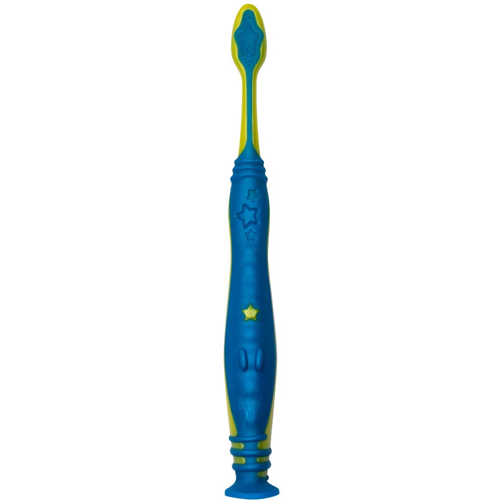 Colgate Minions Toothbrush with Suction Cup, Tongue Cleaner 5+ Years, Extra Soft (Colors Vary) - Pack of 4