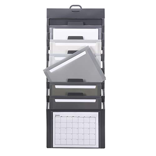 Smead Cascading Wall Organizer, 6 Pockets, Letter Size, Gray/Neutral Pockets (92061)