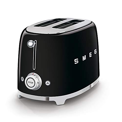 Smeg TSF01BLUS 50's Retro Style Aesthetic 2 Slice Toaster, Black