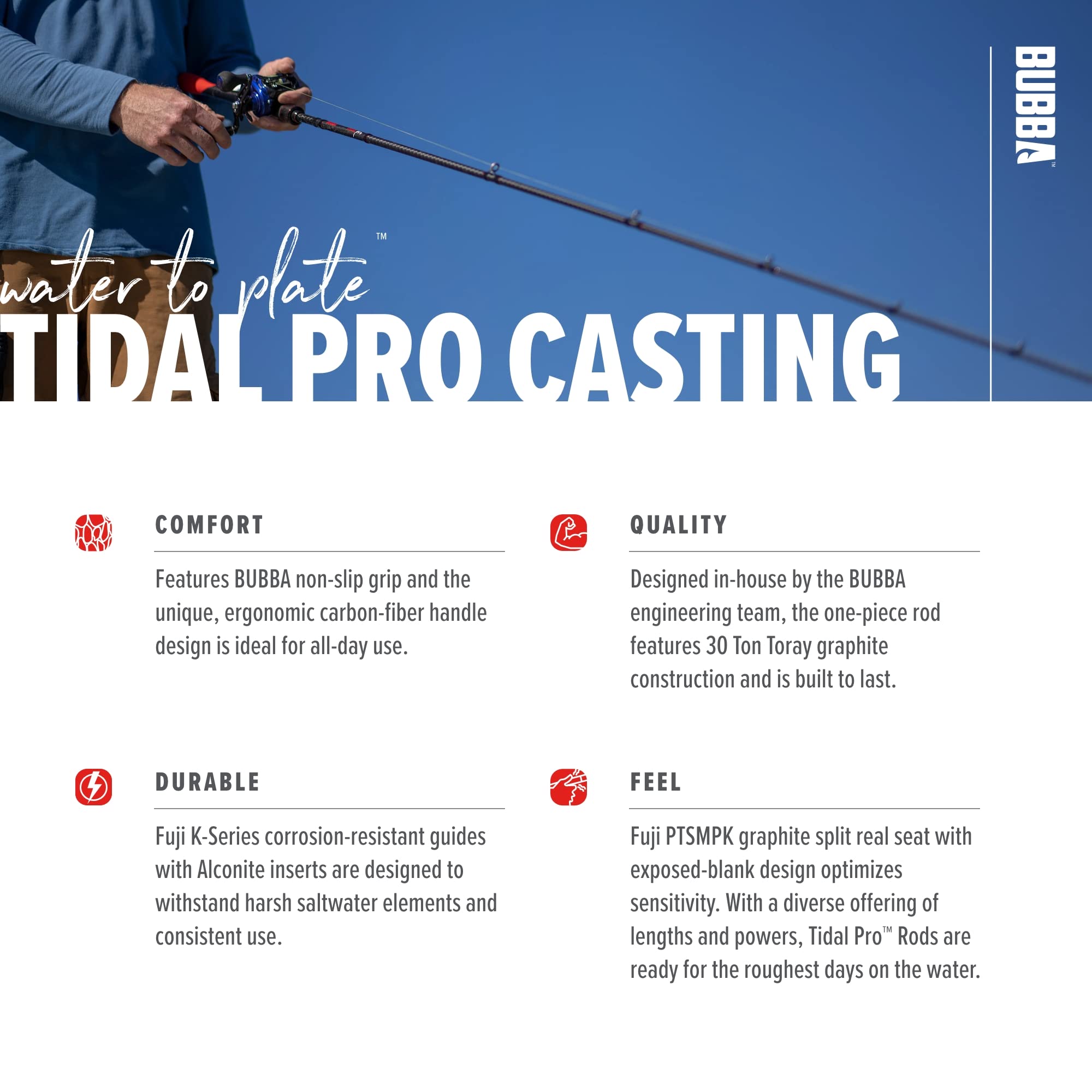 BUBBA TP701MHF-C TidPro7'MHFast Cast Rod